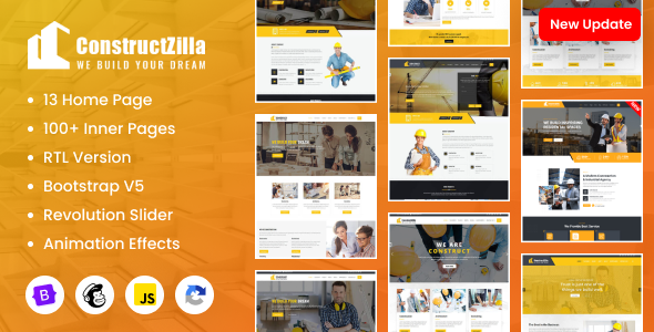 ConstructZilla : Construction, Renovation & Building HTML Template With RTL